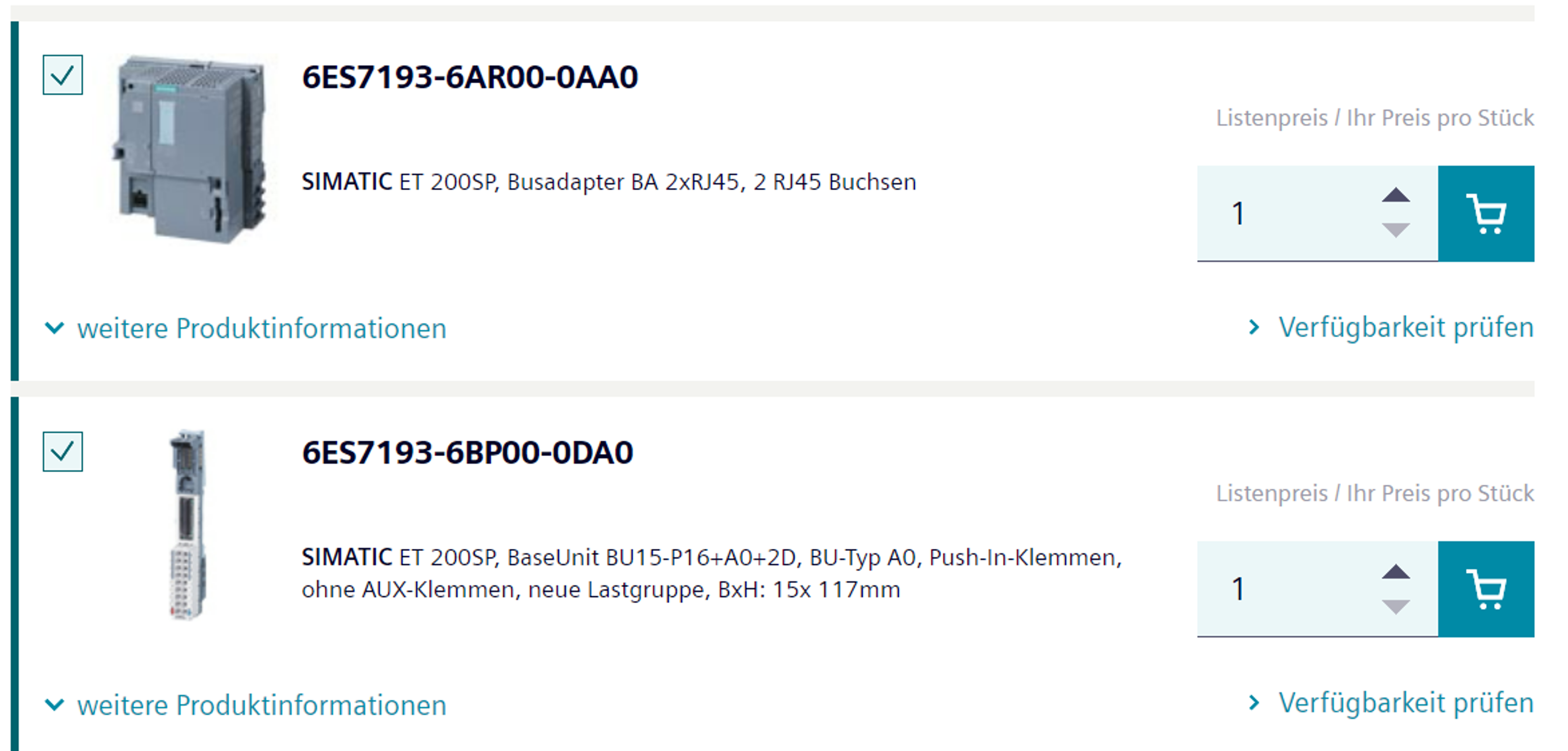 Artikel in den Warenkorb legen